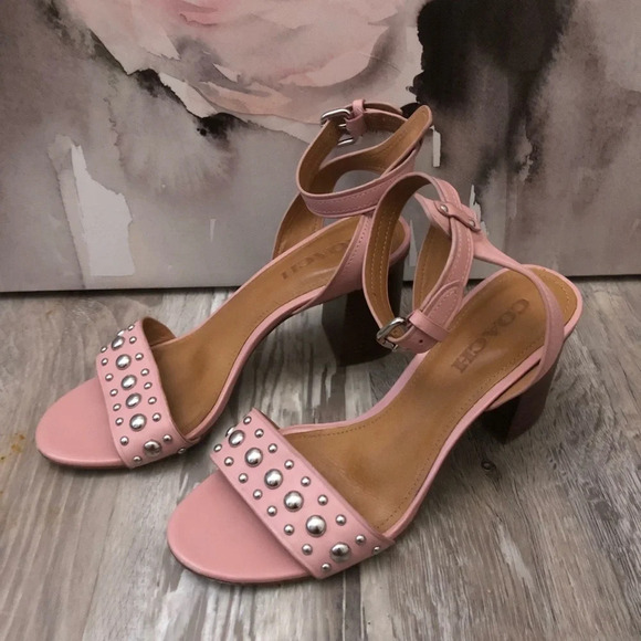 Coach | Shoes | Coach Pink Paige Studded Mat Clfclf Heels 85 | Poshmark